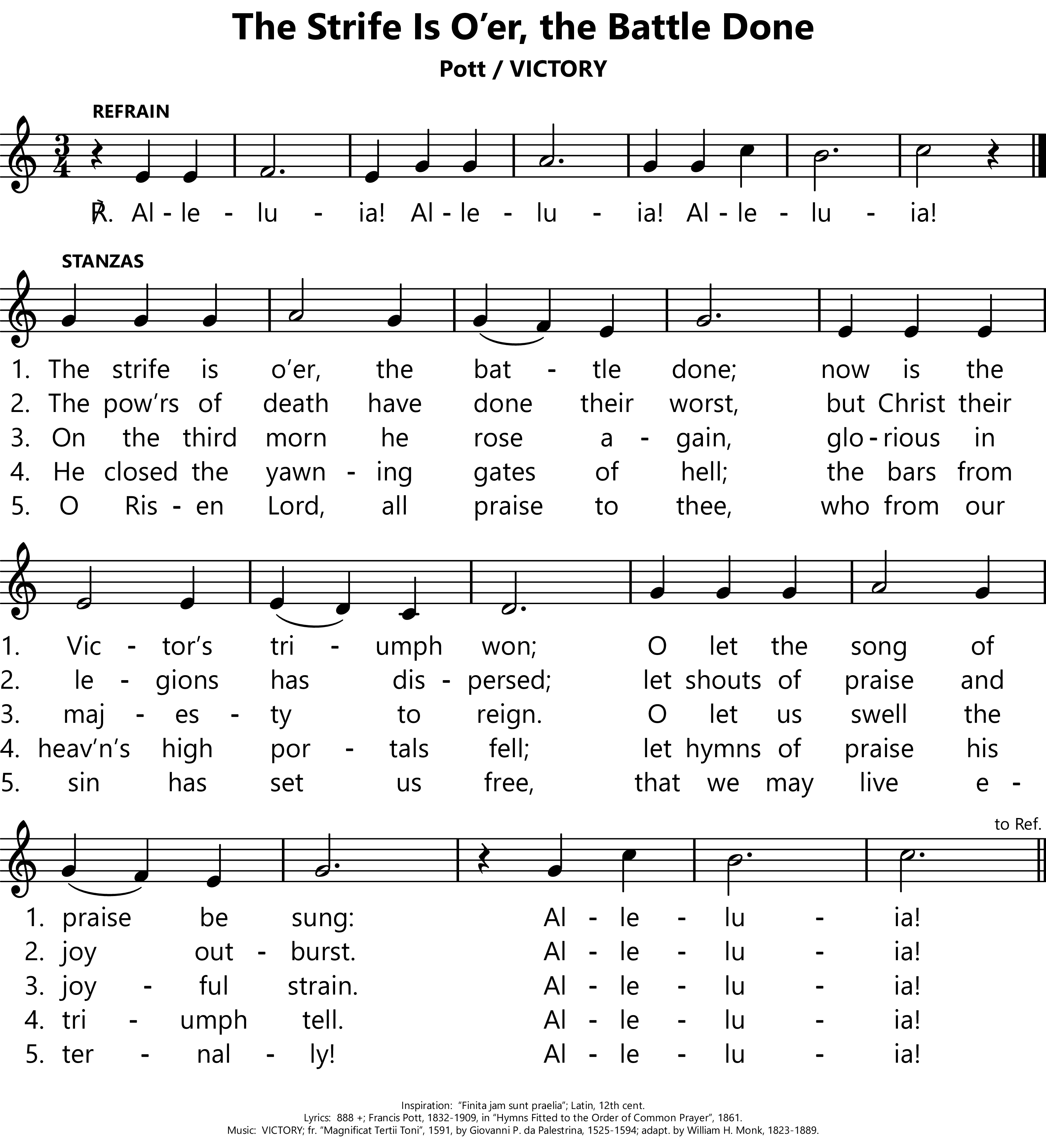 Finita jam sunt praelia: The Strife Is O’er, the Battle Done [Pott]